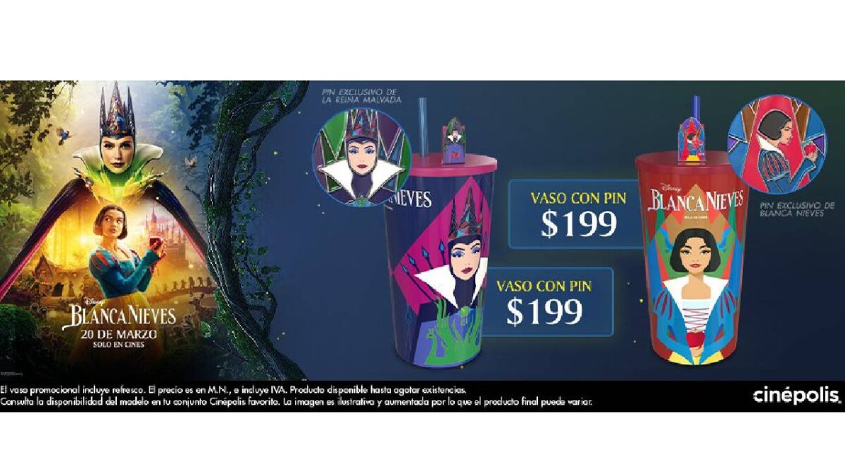 Cinépolis | Se desata la furia por vaso con pin de Blancanieves